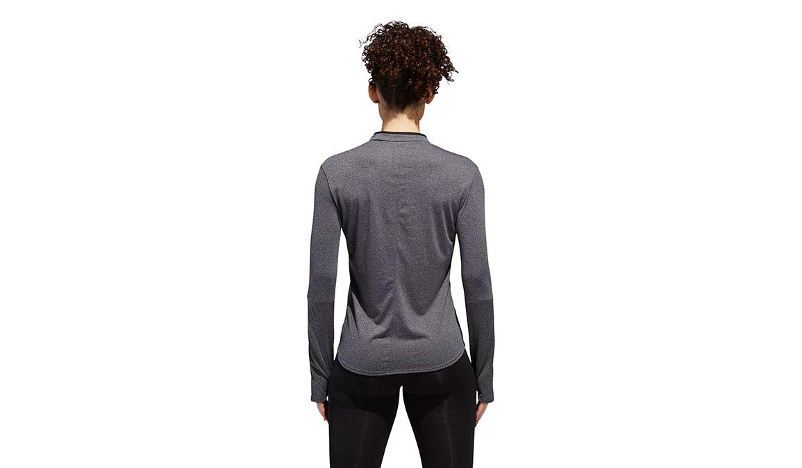 adidas Women's Running Response 1/2 Zip Long Sleeve Tee, Black/Heather, Medium