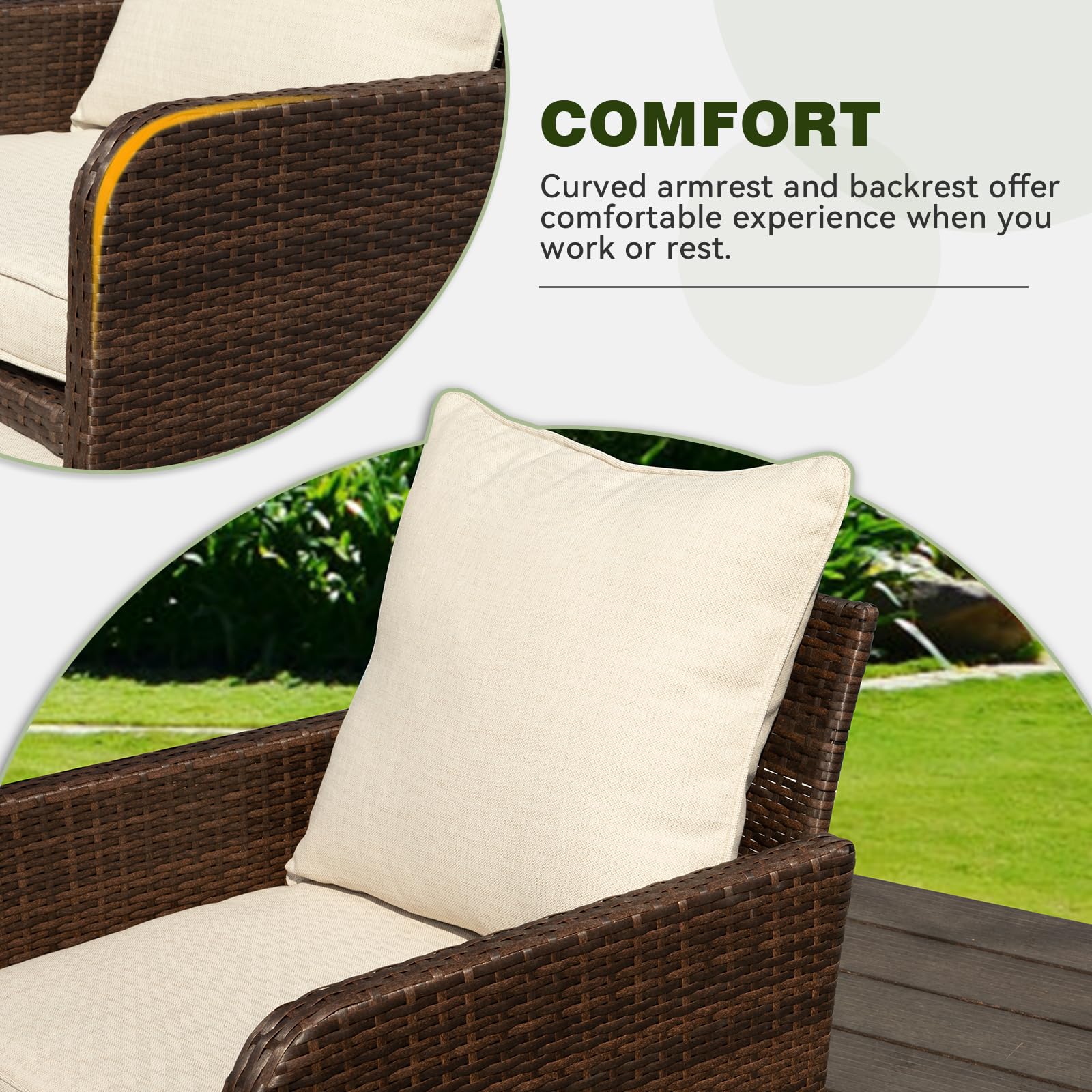 Suvivityse 5 Pieces Patio Furniture Set Rattan Wicker Sofa Outdoor Conversations Sets with Table and Ottomans for Garden, Poolside, Backyard (Grey Rattan, Grey)