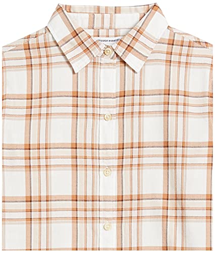 Amazon Essentials Women's Classic-Fit Long-Sleeve Lightweight Plaid Flannel Shirt, Black White Large Plaid, Medium
