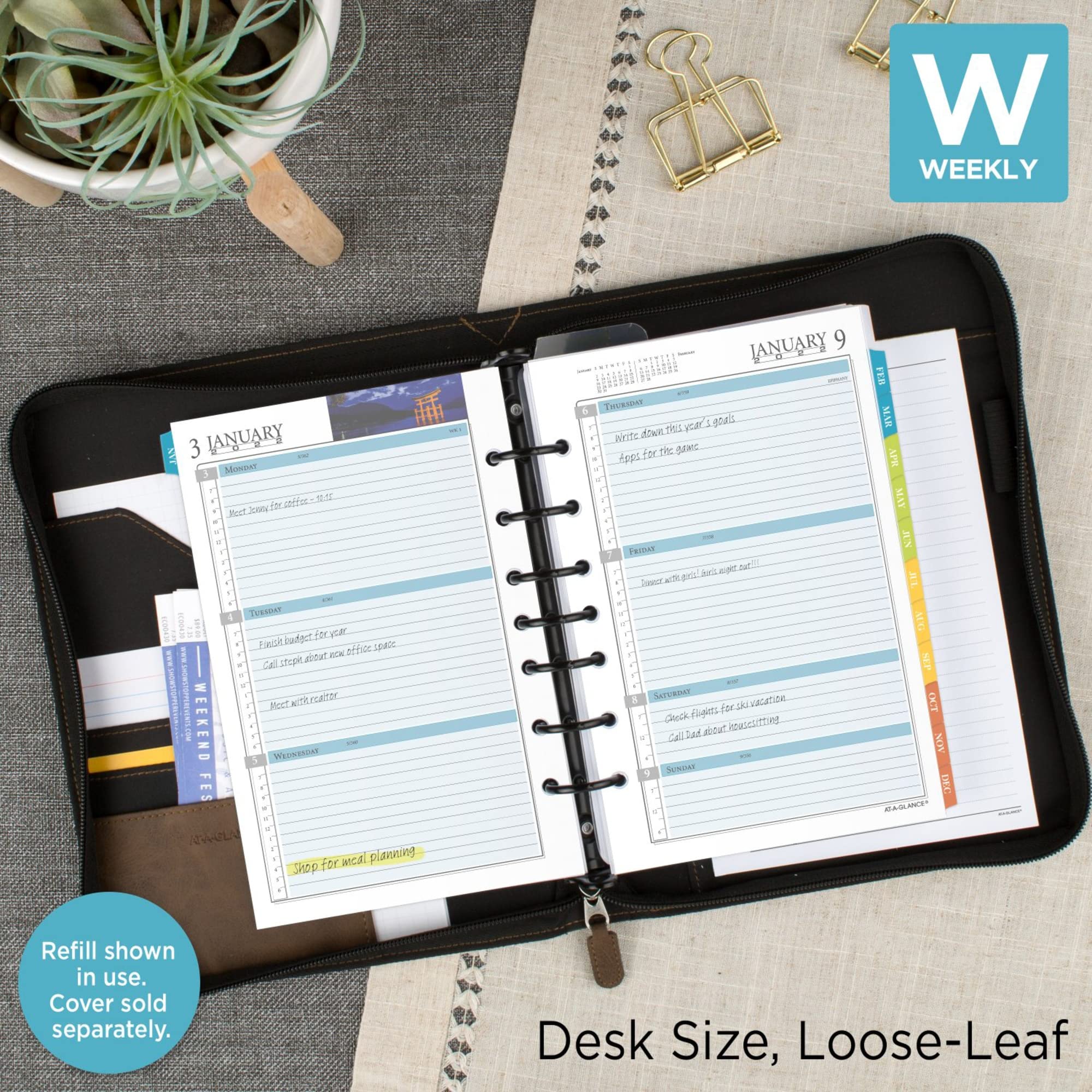 AT-A-GLANCE 2022 Weekly & Monthly Planner Refill by AT-A-GLANCE, 13493 13691 Day-Timer, 5-1/2" x 8-1/2", Size 4, Zenscapes (281-285Y)