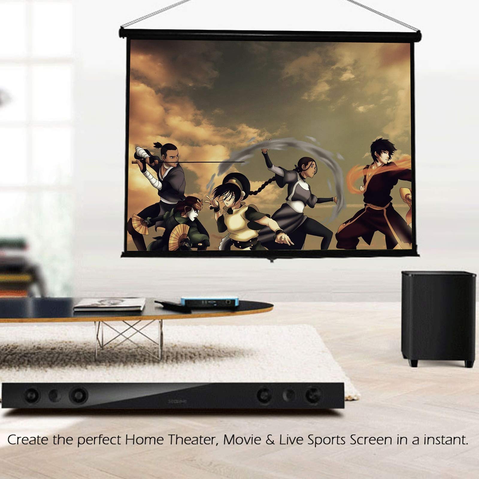 APAINI 50inch Handheld Projector Screen 4:3 Projection Screen Manual Pull Up Folding Projecting Screen Home Theater for DLP Projector