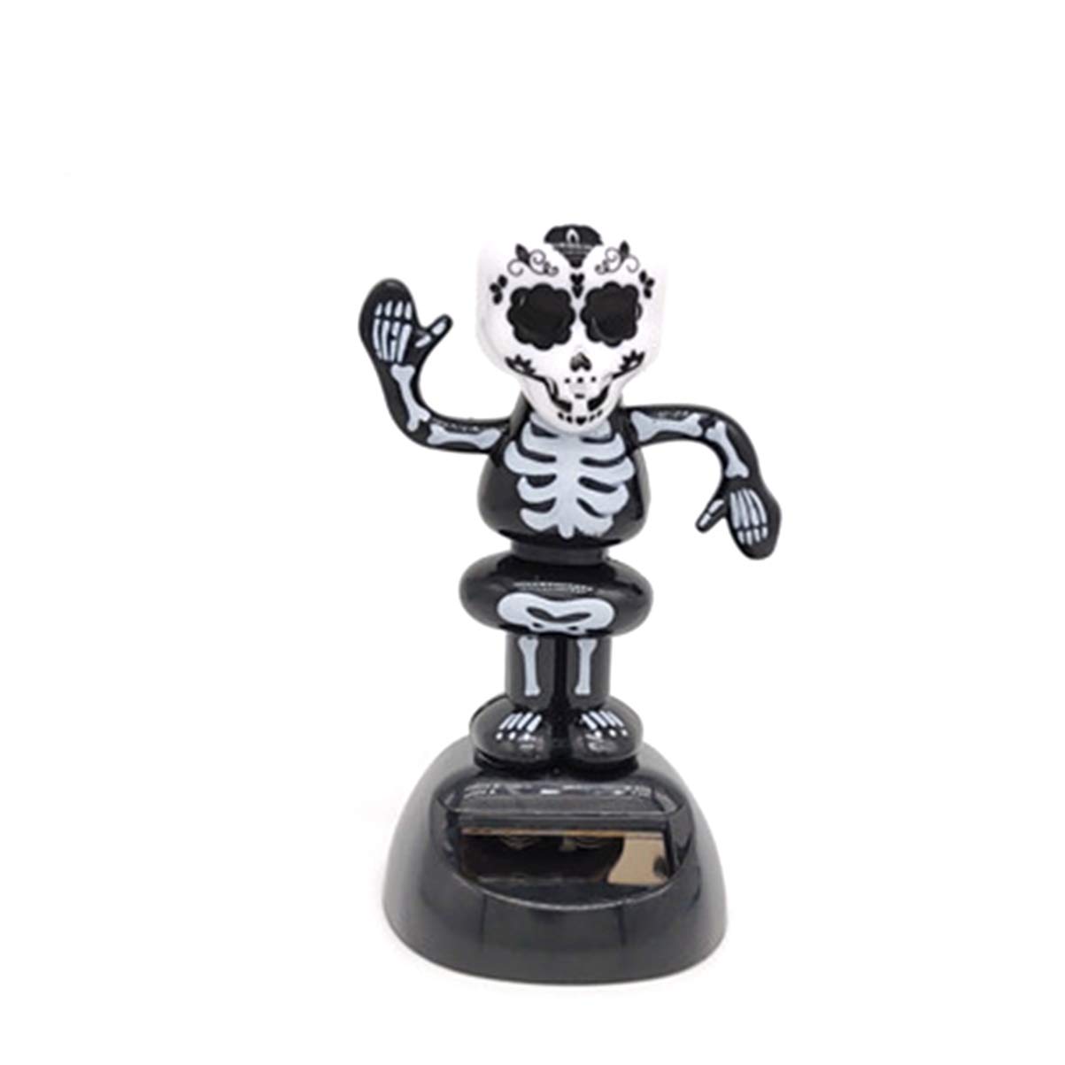 Amosfun 2pcs Halloween Solar Bobble Skeleton Shaking Head Dancing Toy Figurines Car Dash Board Decorations Halloween Party Favors Gifts