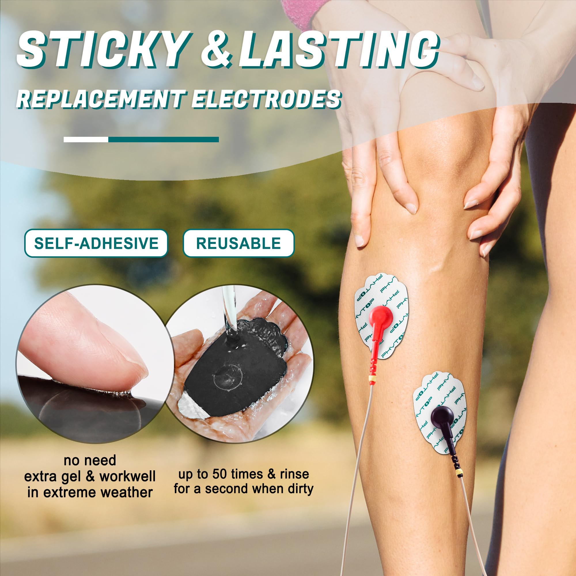PHYTOP TENS Pads EMS Unit Snap Electrode 20 Pcs with Super Gel