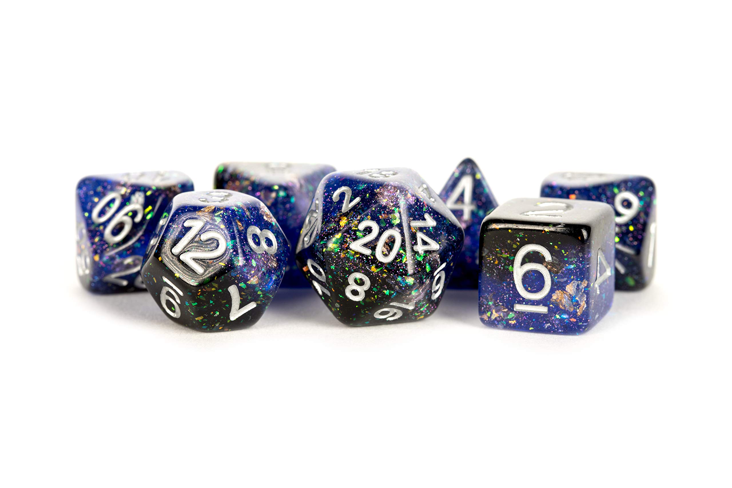 FanRoll by Metallic Dice Games 16mm Resin Polyhedral Dice Set: Eternal Blue/Black
