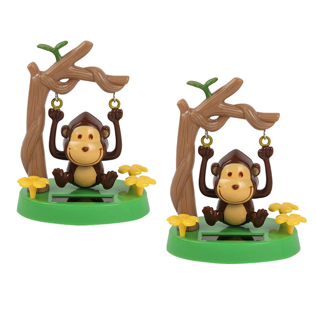 Amosfun 2Pcs Solar Powered Dancing Toy Swinging Monkey Bobbleheads Shaking Car Dashboard Ornament for car Interior Decorations Ornament Gift