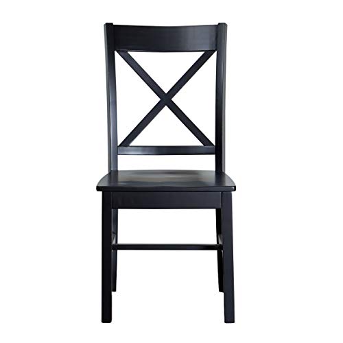 Amazon Brand – Ravenna Home Solid Pine Dining Chair with Cutout Back, 38"H, Black Finish, Set of 2
