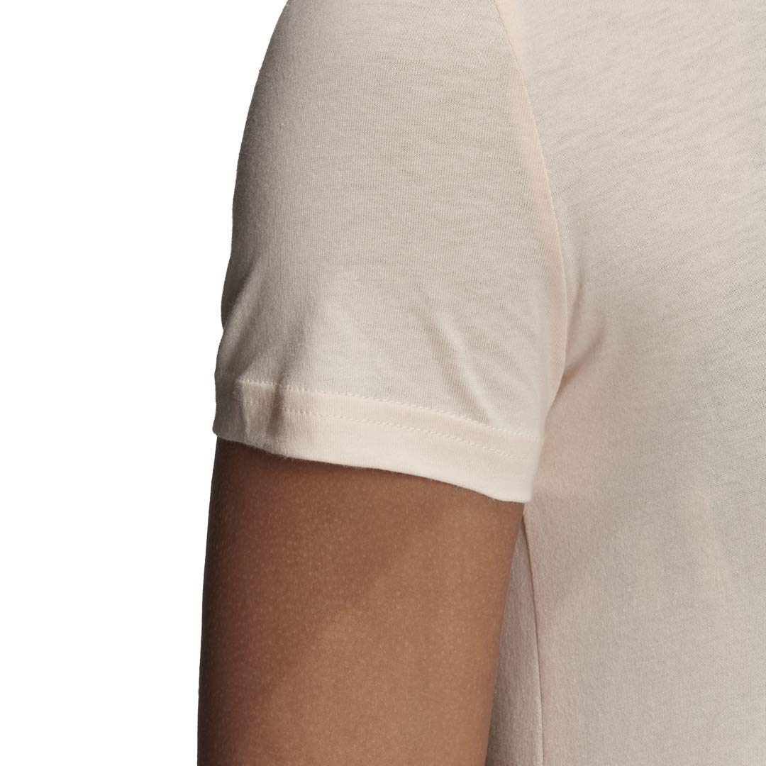 adidas womens Essentials Linear Tee Pink Tint/White X-Small