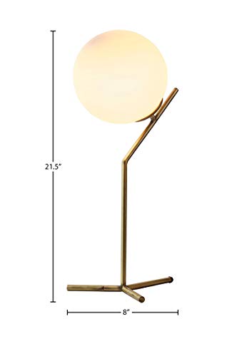 Amazon Brand – Rivet Glass Ball and Metal Table Lamp with Bulb Included, 21.5" H, Brass