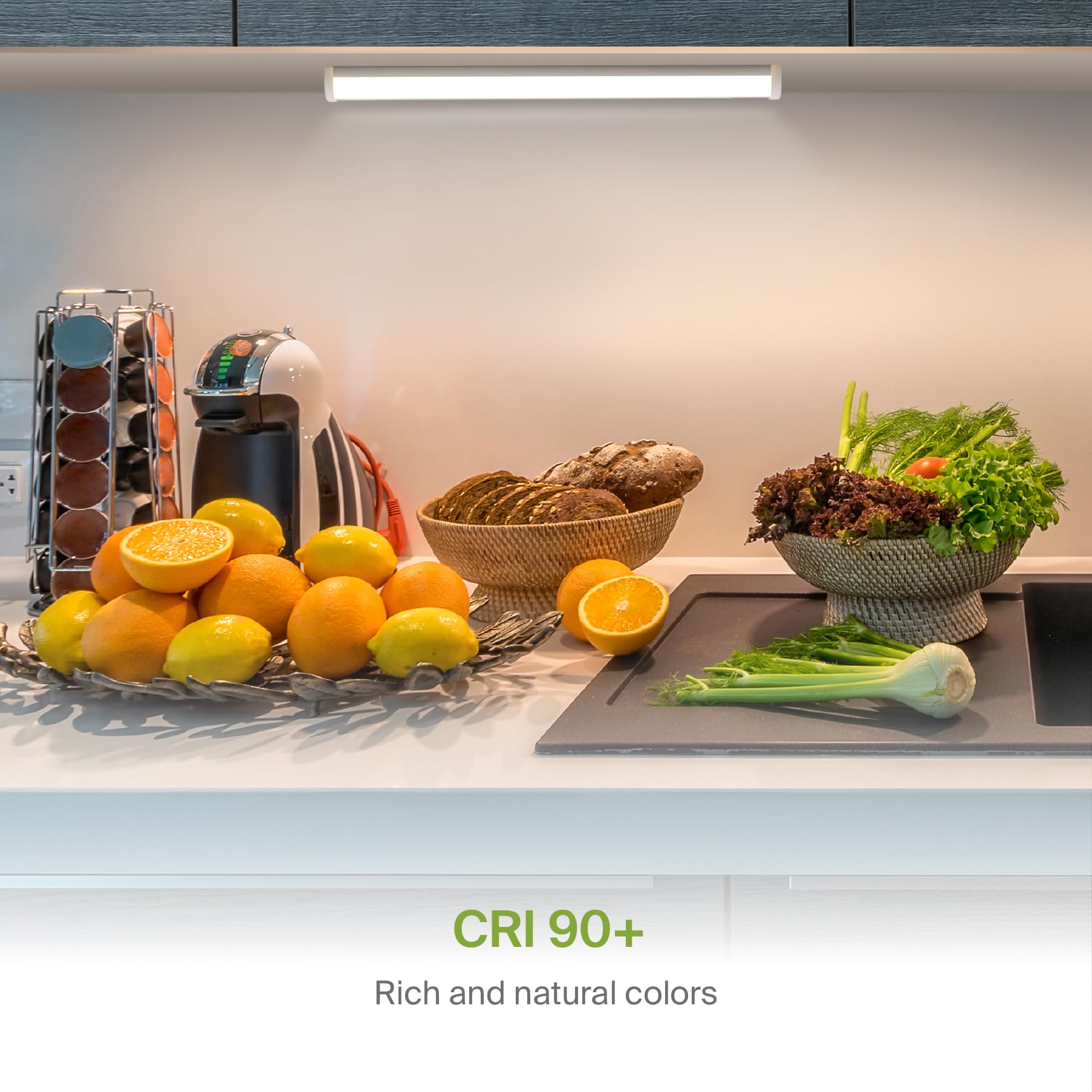 ASD LED Under Cabinet Lighting, 9 inch 3W 202 LM, Dimmable Hardwired Under Cabinet Lights for Kitchen, 3000K Soft/4000K Cool/5000K Daylight, Under Counter Light Fixtures, ETL Energy Star White Finish