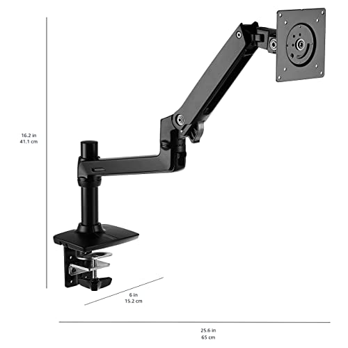 Amazon Basics Single Monitor Stand, Lift Engine Arm Mount, Aluminum, 2-Pack, Black