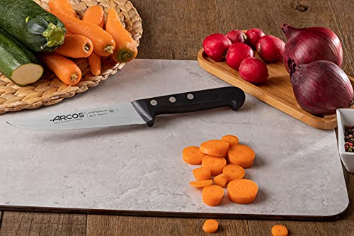 Arcos Kitchen Knife 6 Inch Nitrum Stainless Steel and 150 mm blade. Professional Utilty Knife. Ergonomic Polyoxymethylene POM Handle. Series Universal. Color Black
