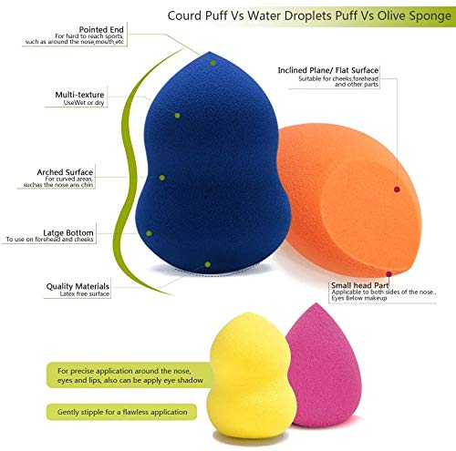 Miss Gorgeous London Makeup Sponge Set Blender Beauty Foundation Blending Sponge - Multi-colored 6 Pieces