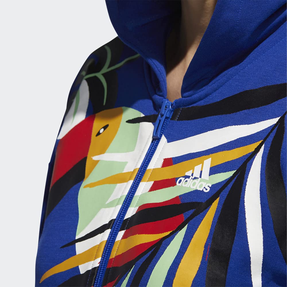 adidas womens Farm Hooded Track Top Team Royal Blue/White Large