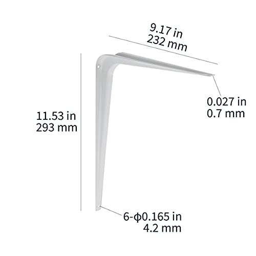 Amazon Basics Shelf Bracket - 10" x 12", 4-Pack, White
