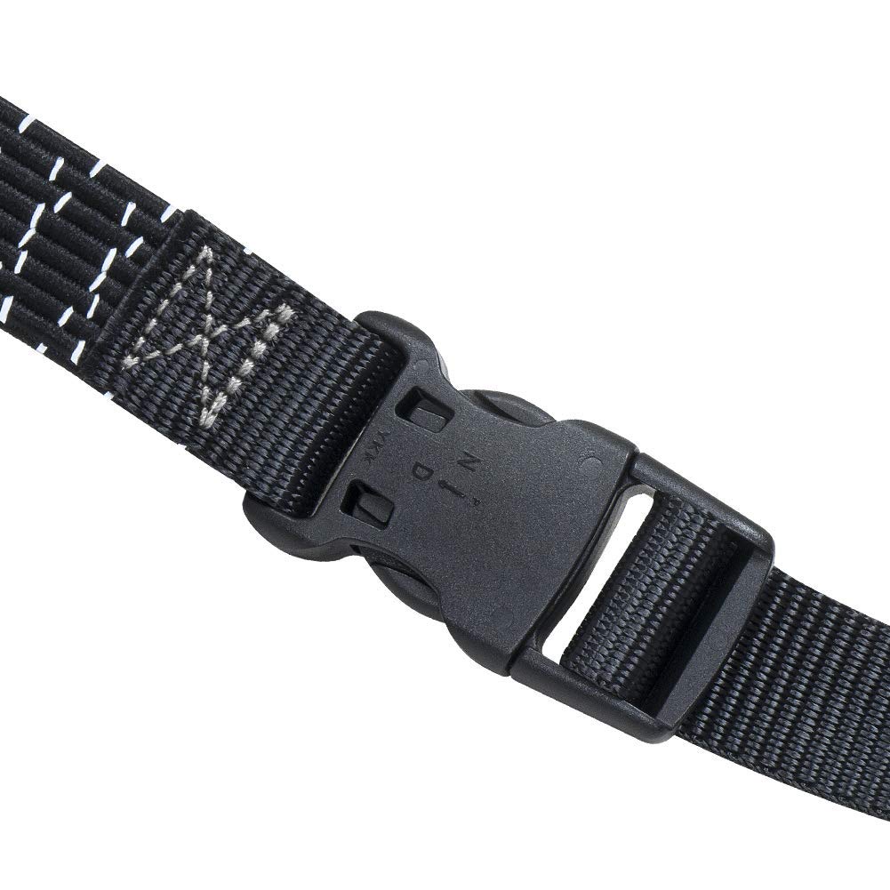 Amazon Basics Adjustable Stretch Straps, Black/Reflective w/Gray Line, 18" - 60", 2-Pack