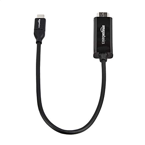 Amazon Basics USB-C to HDMI Cable Adapter (Thunderbolt 3 Compatible) 4K@30Hz - 1-Foot, Black