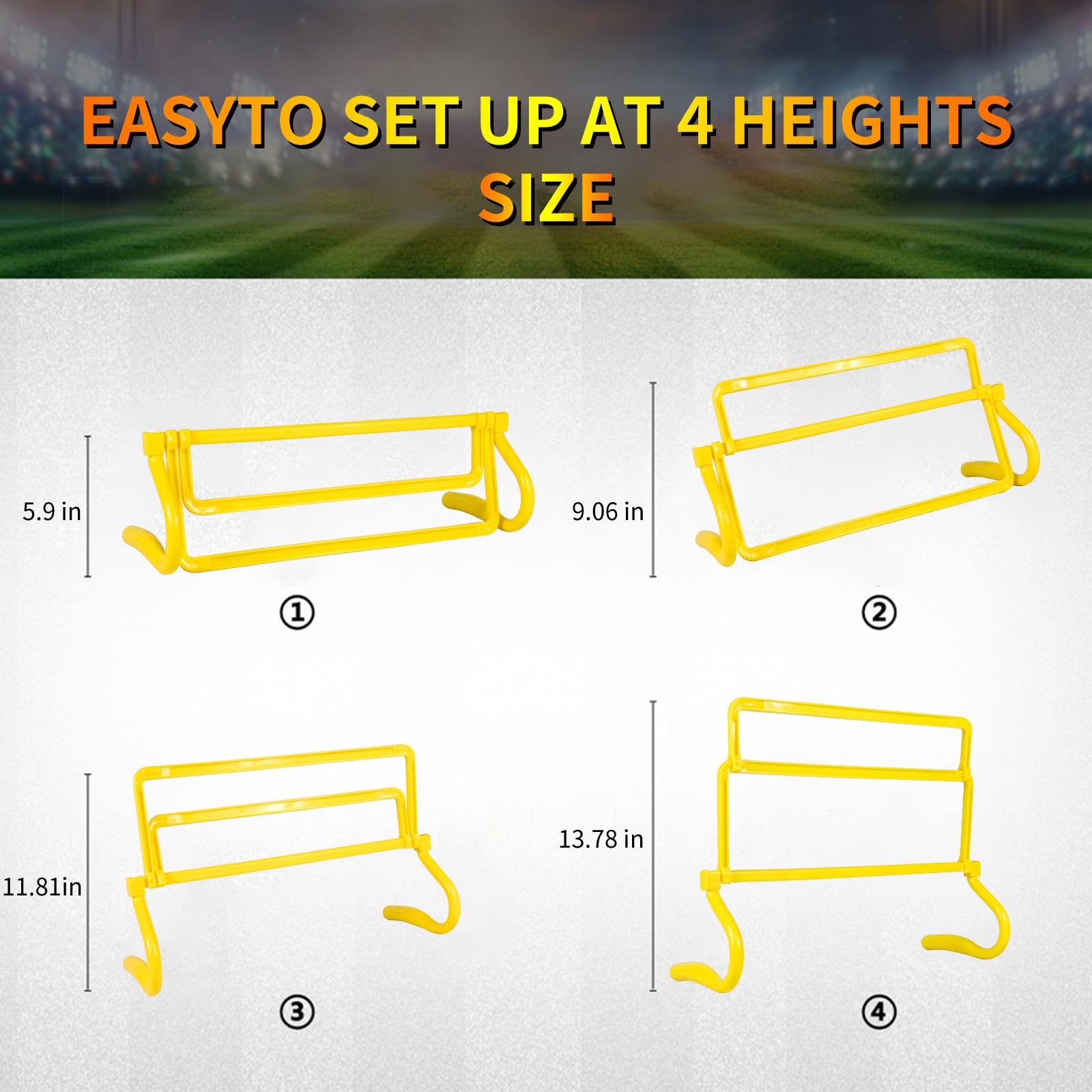 ASENVER 4 Height Adjustable Speed Training Hurdles Fitness & Speed Training Equipment (Set of 5)