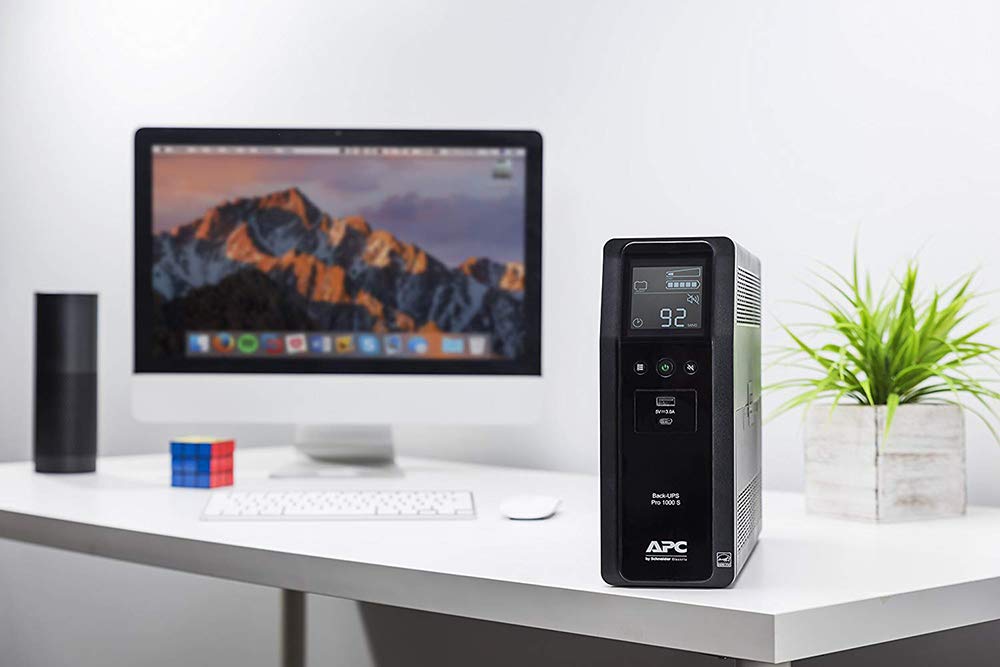 APC Sine Wave UPS Battery Backup & Surge Protector, 1000VA, APC Back-UPS Pro (BR1000MS) Bundle Including 16GB DataTraveler