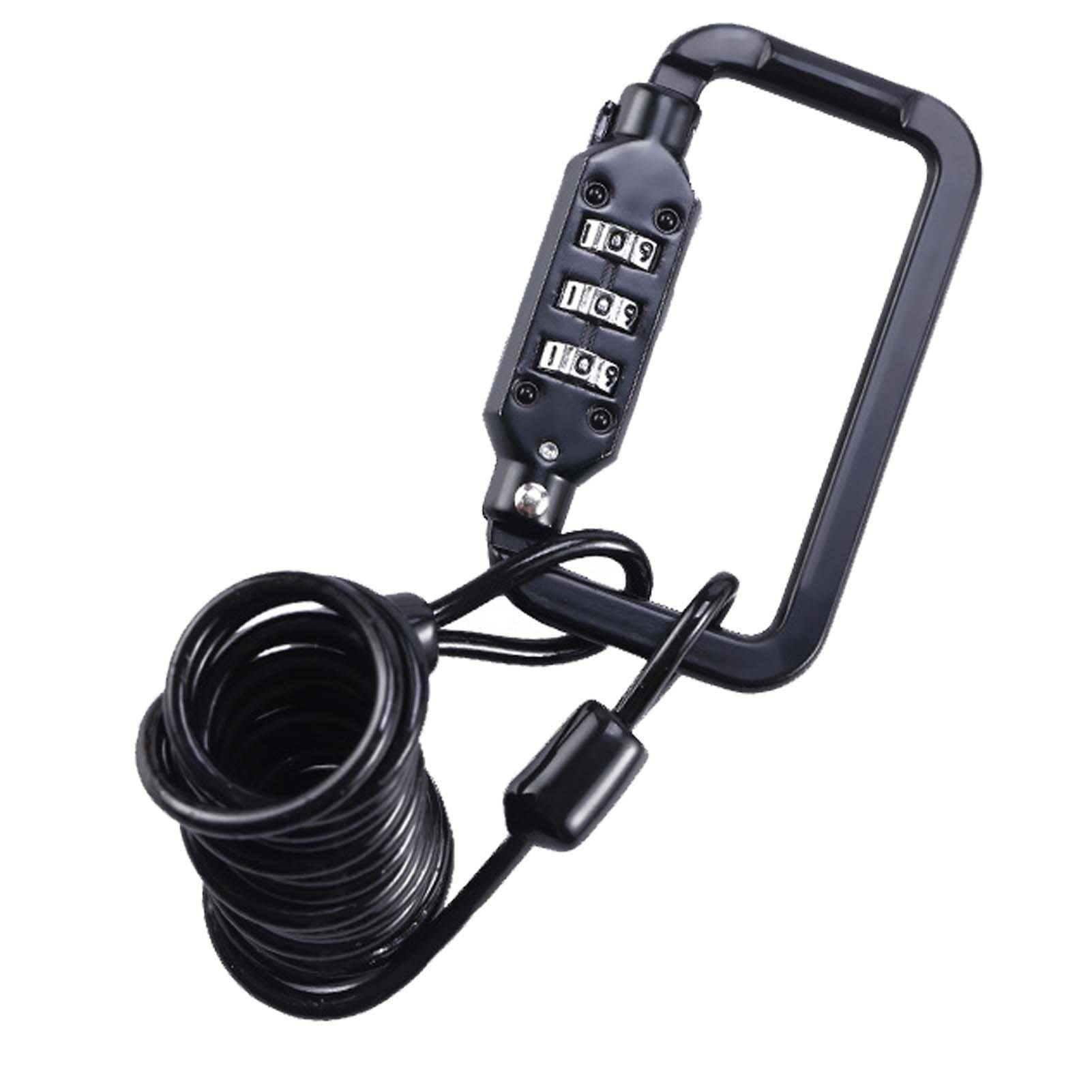 ANBID Helmets Lock - 1.2m/47.24in Coil Mini Universal Cable Lock for Helmets | Bike Accessories for Locking Helmets, Bicycle, Bag (Color : 4 Pcs Black)