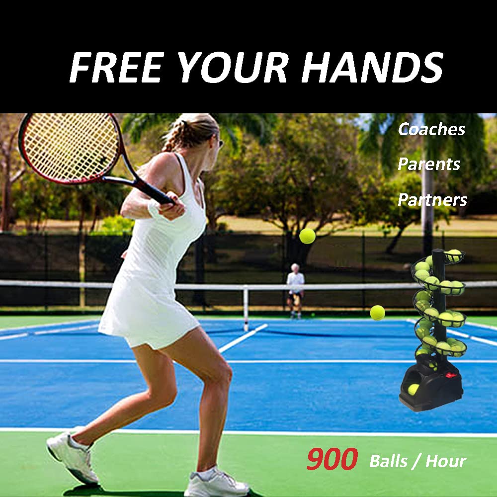 AnBt Tennis Machine Tennis Serving Machine Lightweight Tennis Toss Machine Plug in/Batteries 30 Balls