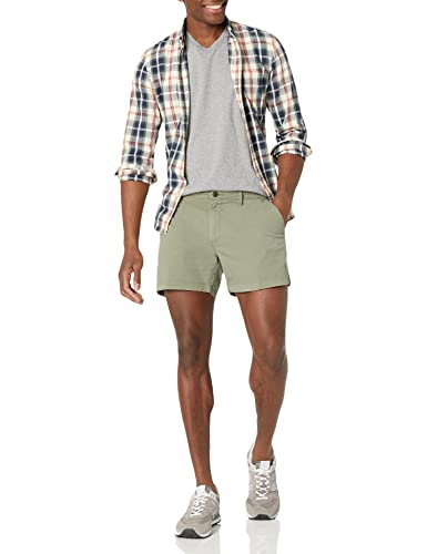 Amazon Essentials Men's Slim-Fit 5" Flat-Front Comfort Stretch Chino Short (Previously Goodthreads), Light Military Green, 30