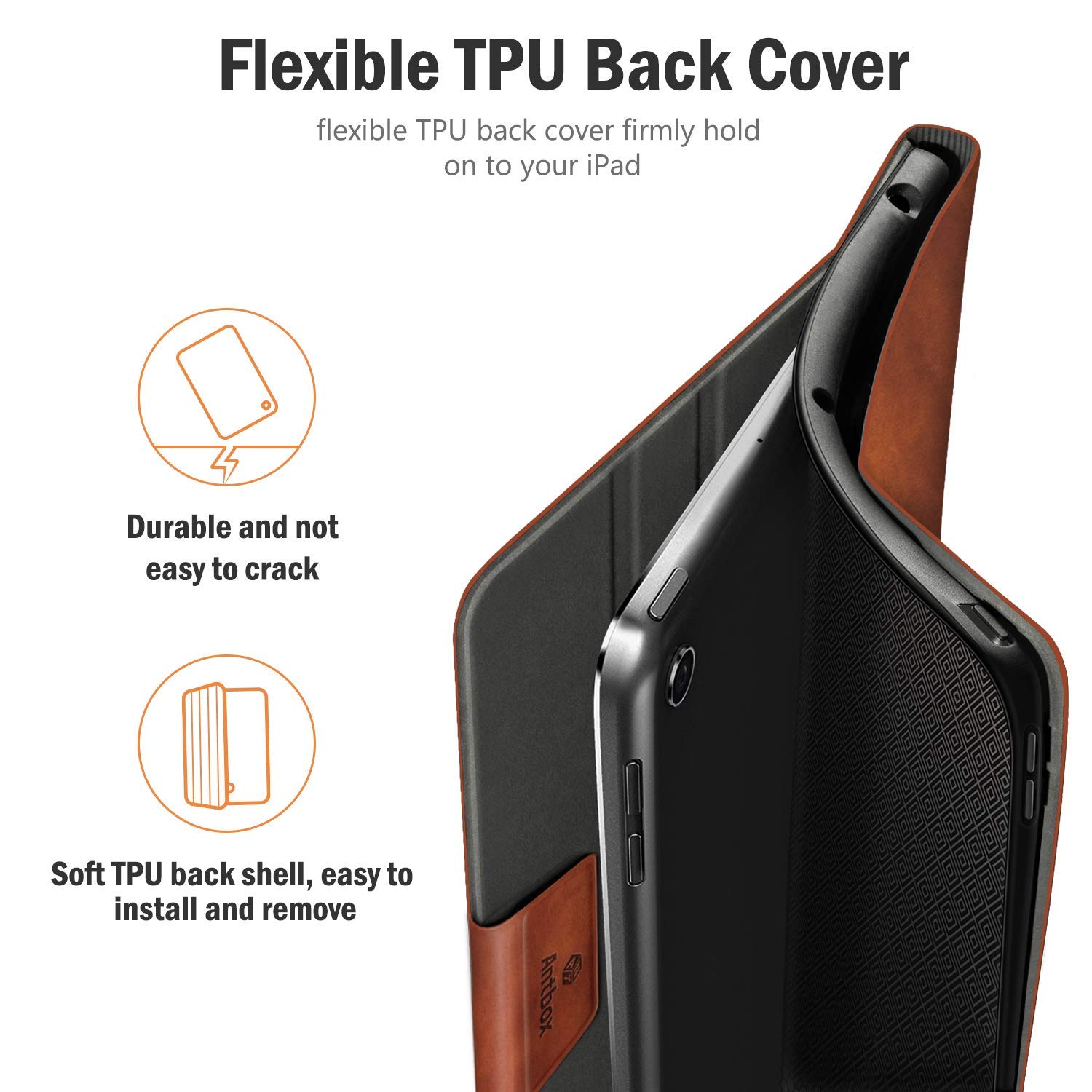 Antbox Case for iPad 9th Generation/iPad 8th Generation with Pencil Holder Vegan Leather Smart Cover for iPad 10.2'' 9th/8th/7th Gen (Brown)
