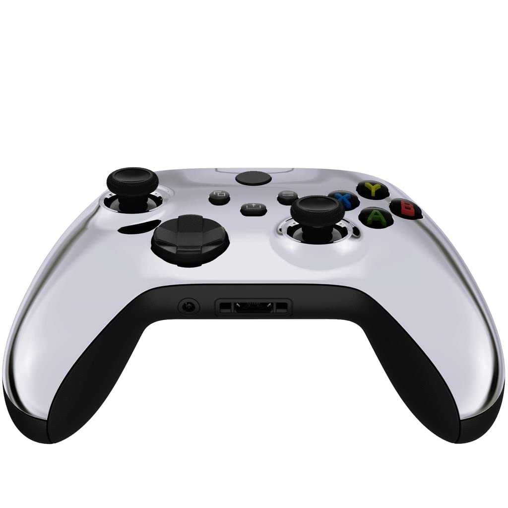 Chrome Silver UN-MODDED Custom Controller compatible with Xbox One S/X Unique Design (with 3.5 Jack)