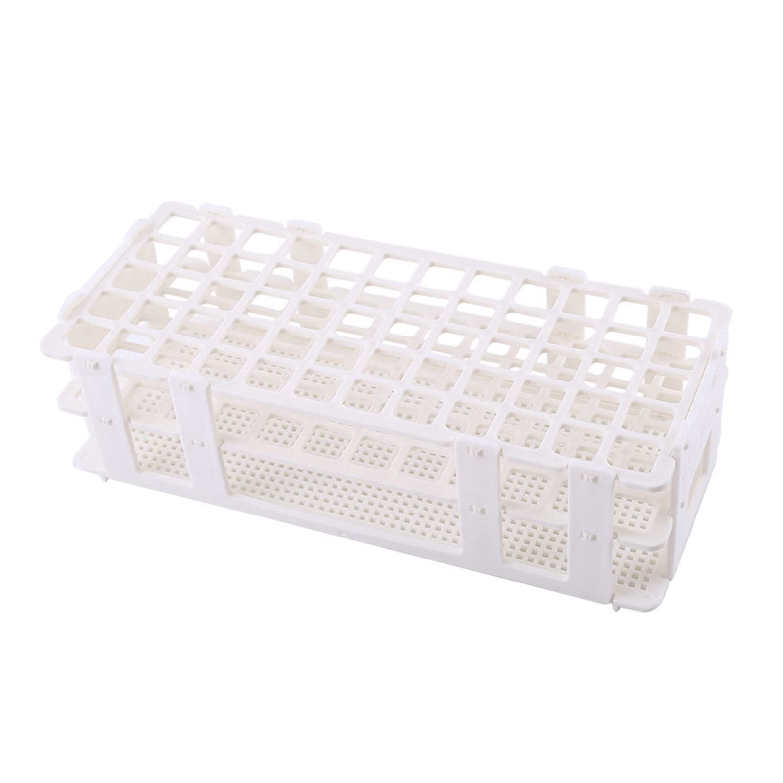 Plastic Test Tube Rack Detachable Holder Storage Stand, Holds 60, for 16mm Dia. Tubes White