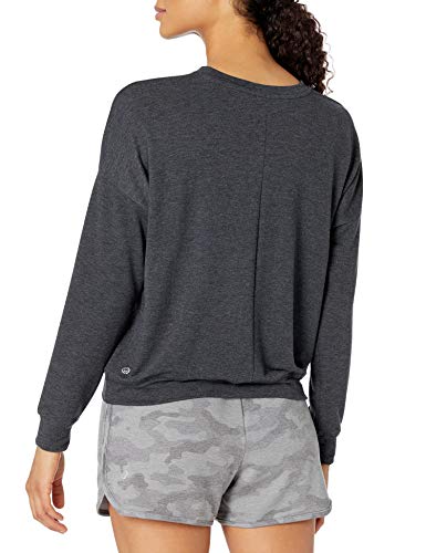 Amazon Brand - Core 10 Women's Soft Cotton French Terry Crew-Neck Long-Sleeve Sweatshirt, Dark Heather Grey, X-Large