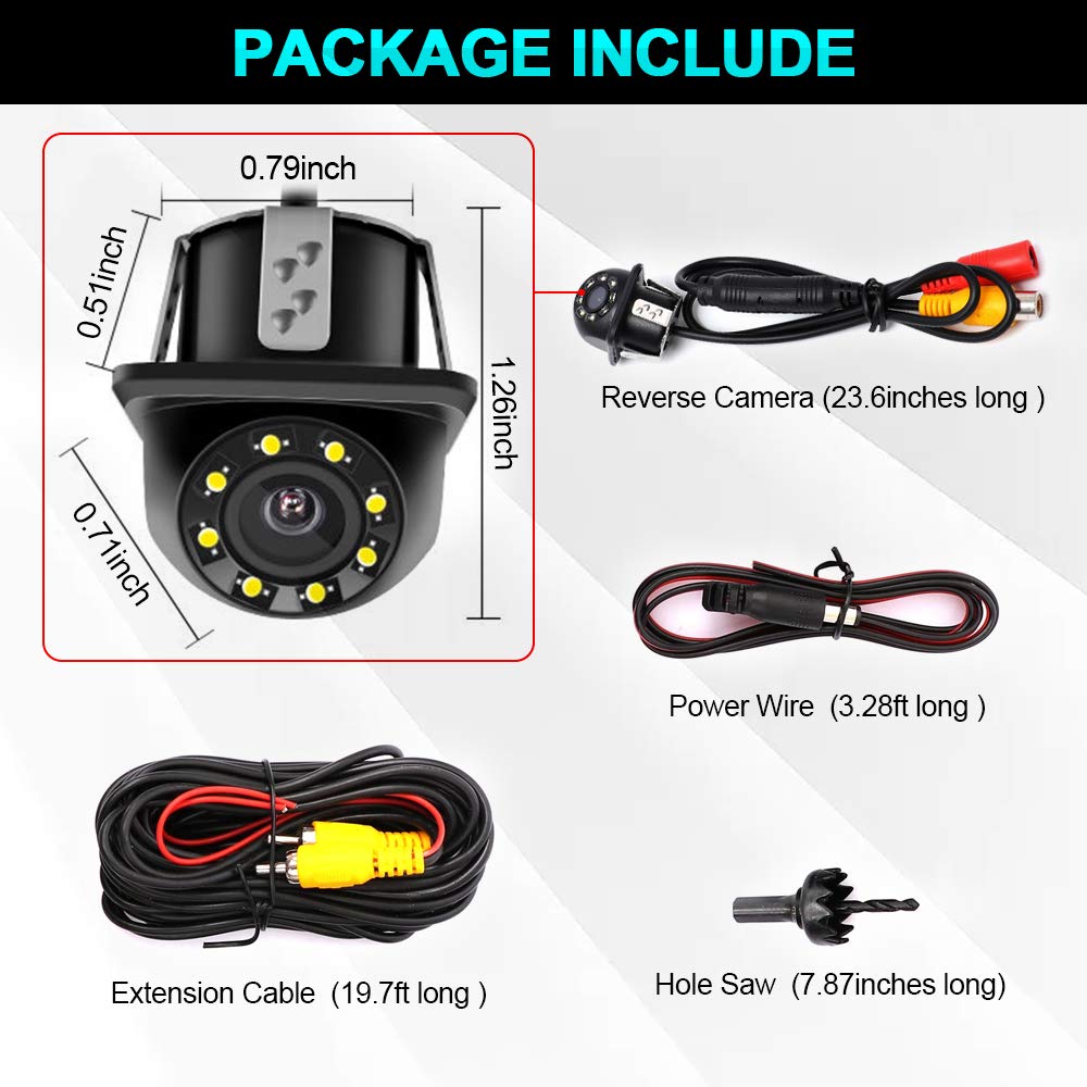 ANYTOP Car Backup Camera,Rear View Reverse Camera 8 LED Lights Night Vision HD Waterproof IP68 with 170° Super Wide Angle Vehicle Backup Camera for Cars Pickup Trucks SUVs RVs Vans