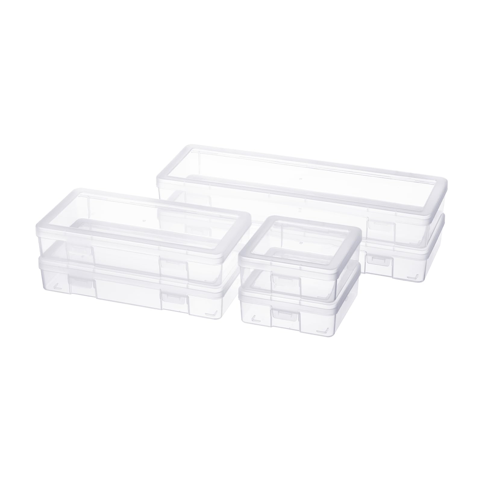 Naivees Multi-size Storage Containers with Latching Lid 3 Pack Small,Medium and Large Plastic Storage Box for Office,Beauty,Clear