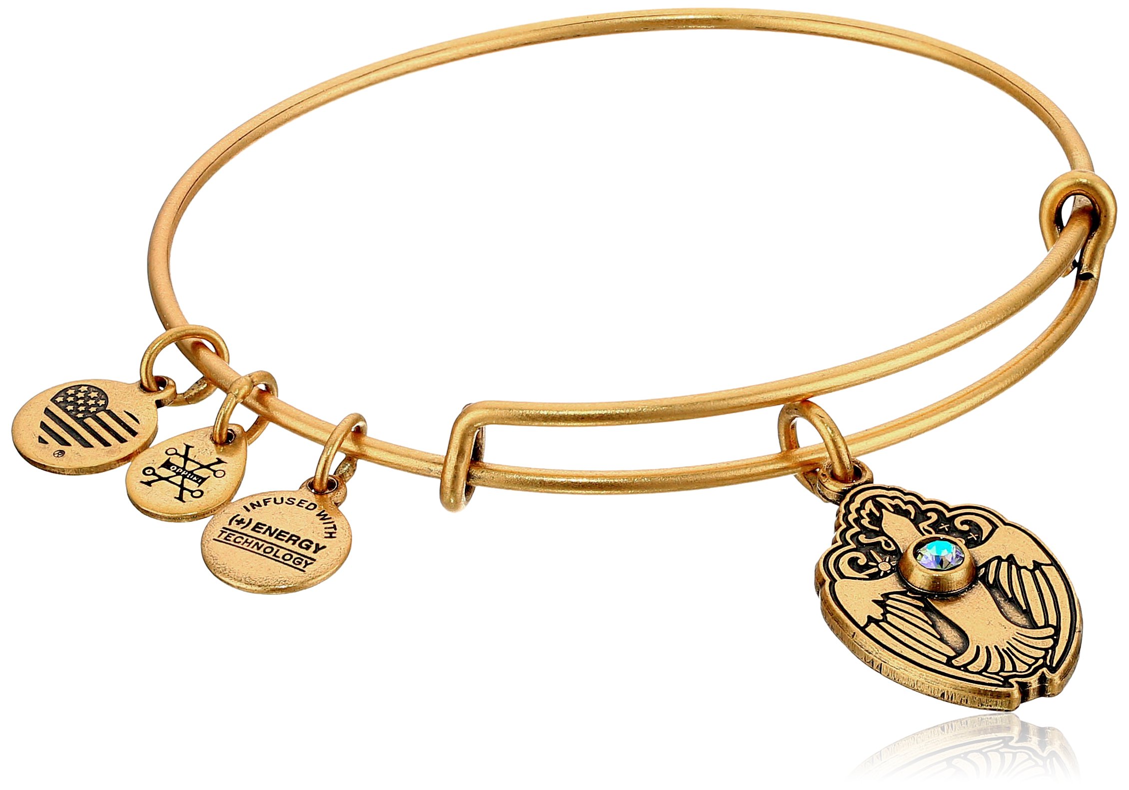 Alex and Ani Crystal Dove Rafaelian Silver Bangle Bracelet