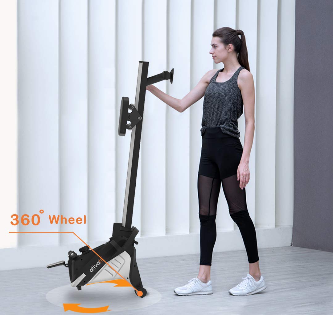 ATIVAFIT Magnetic Rower Rowing Machine 8 Level Adjustable Resistance Exercise for Whole Body with LCD Monitor for Home Use Folding Magnetic Rower