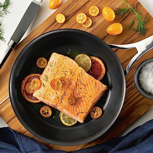 Anolon Nouvelle Copper Nonstick Frying / Fry Pan Set / Hard Anodized Skillet Set - 8.5 Inch and 10 Inch, Black Onyx