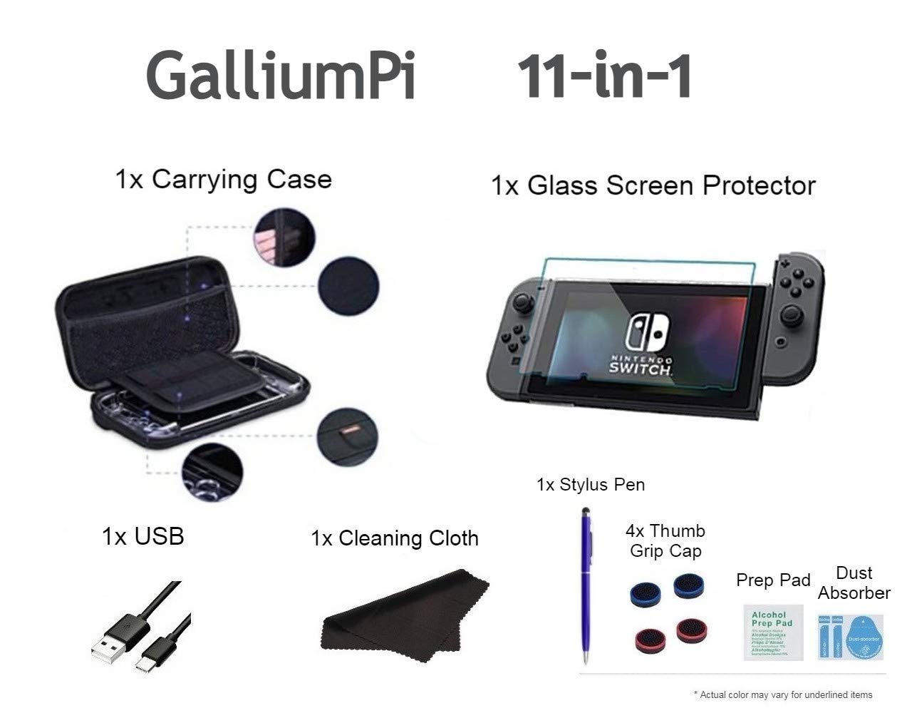 GALLIUMPI Newest Nintendo Switch Console with Gray Joy-Con + Game & Watch: Super Mario Bros - Family Holiday Bundle Deluxe 11-in-1 Accessories Kit for Switch
