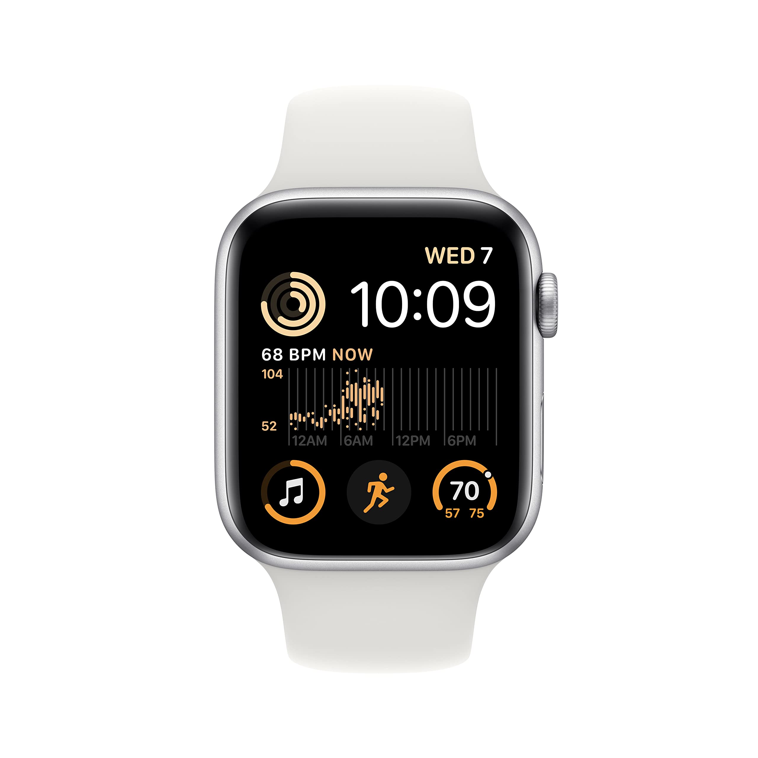 Apple Watch SE (2nd Gen) [GPS 44mm] w/Silver Aluminum Case & White Sport Band - S/M. with AppleCare+ (2 Years)