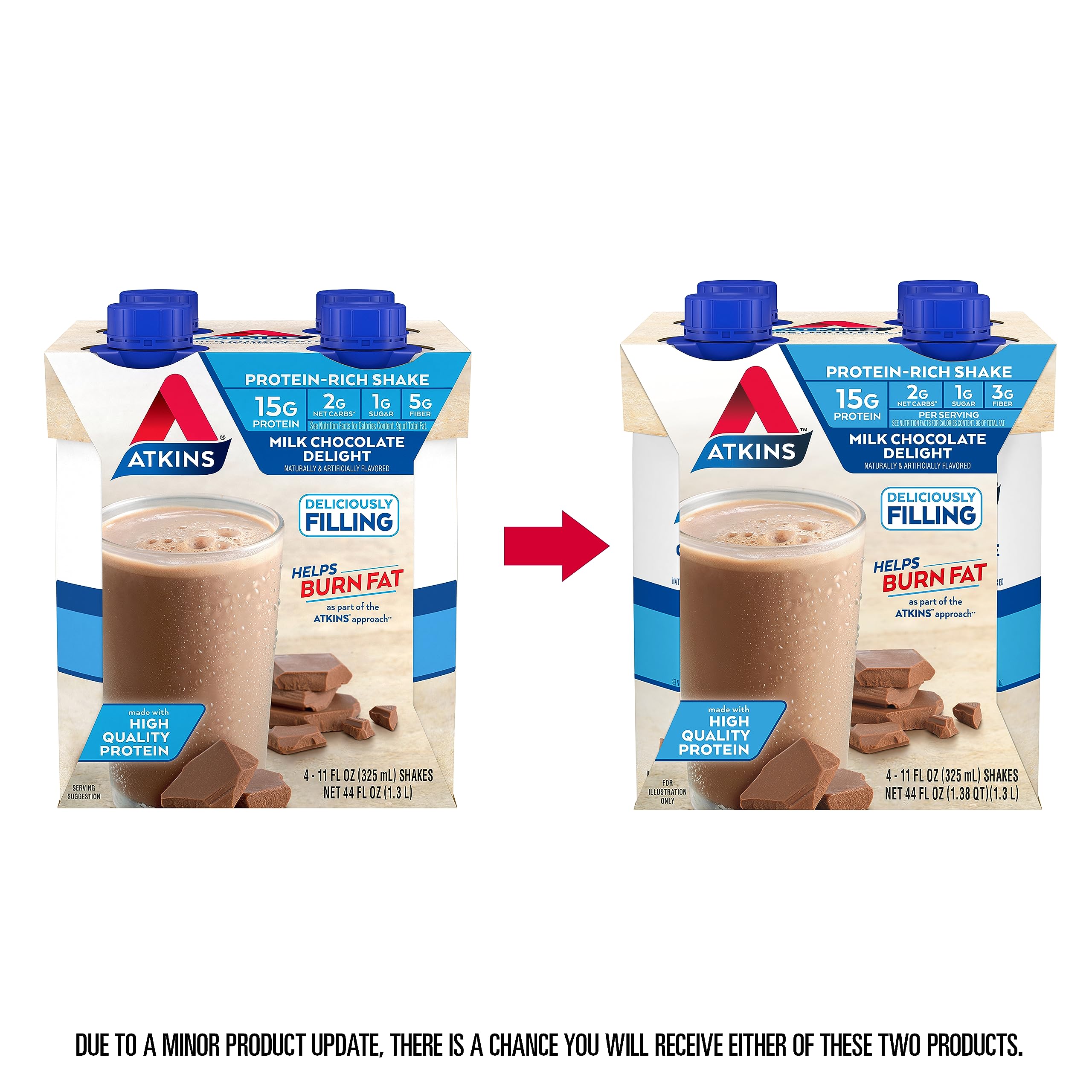Atkins Milk Chocolate Delight and Mocha Latte Iced Coffee Protein Shakes Bundle (15g Protein, Low Glycemic)
