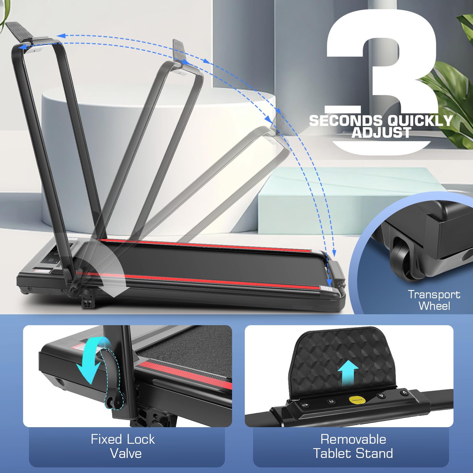 ANCHEER Under Desk Treadmill with Incline, 3 in 1 Walking Pad Treadmill with Remote Control, 2.5HP Quiet Jogging Running Electric Machine for Home Office,Silver
