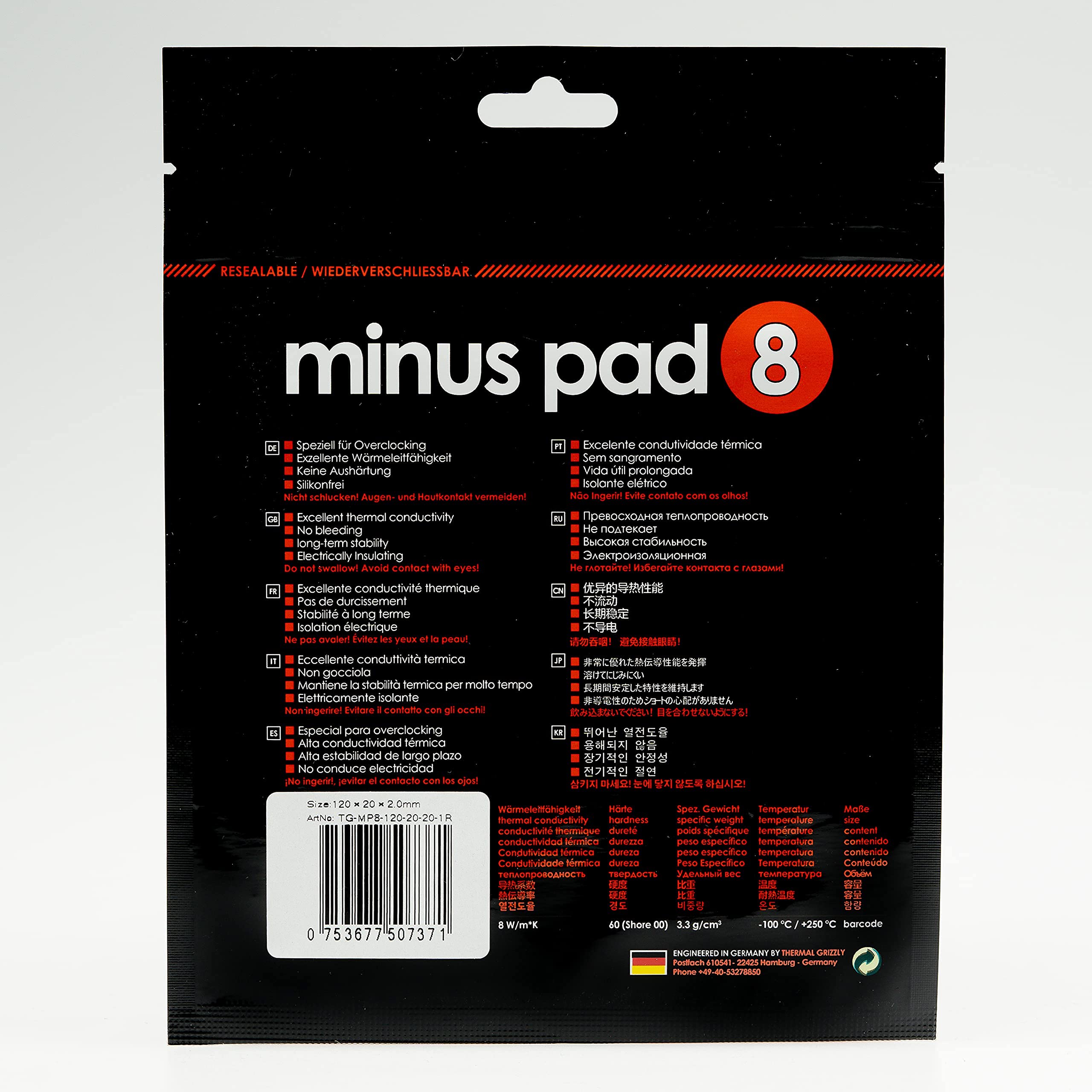 Thermal Grizzly Minus Pad (120 x 20 x 2 mm, Minus Pad 8)