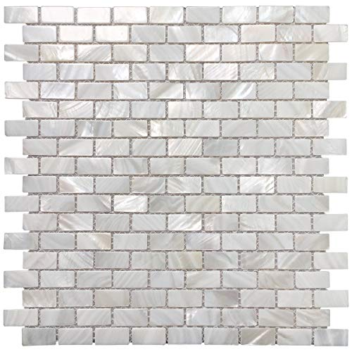 Art3d 6-Pack Mother of Pearl Shell Mosaic Tile for Kitchen Backsplashes/Bathroom Tile, White Subway Mosaic Tiles