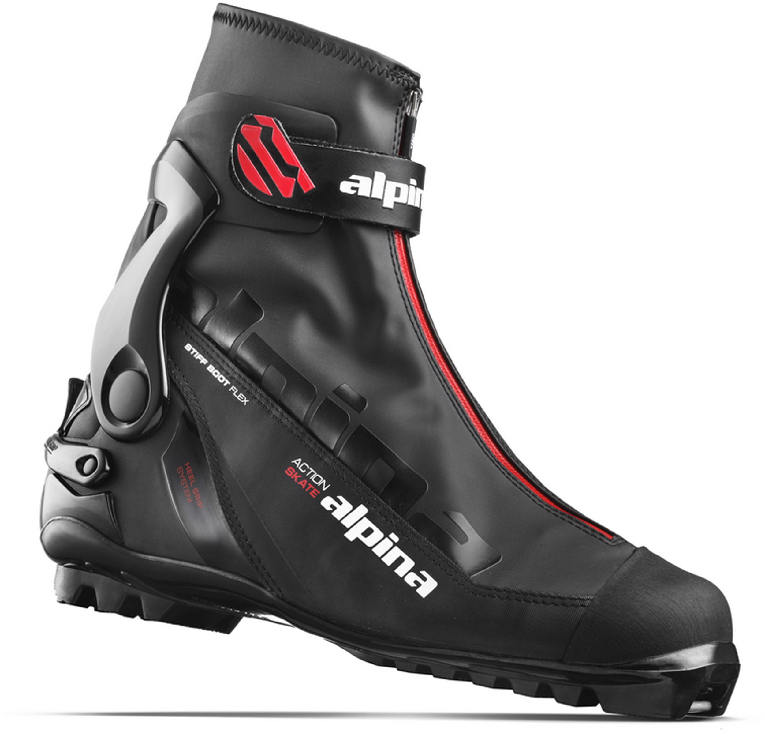 Alpina Sports Ask Skate Cross Country Skate Ski Boots, Black/Red, Euro 38