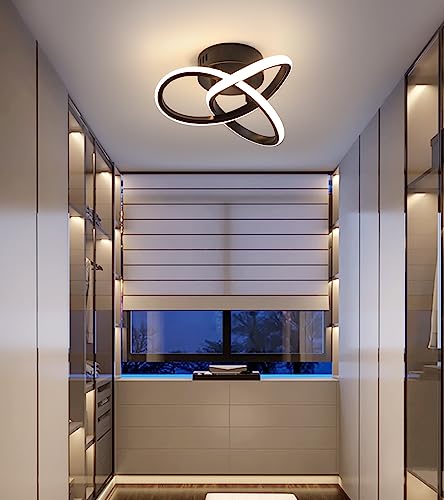 AMZASA Black Hallway Light Mini Artistic Lamp Modern LED Close to Ceiling Light for Balcony Corridor Closet Bedroom Bathroom 15W 4000K Neutral Light