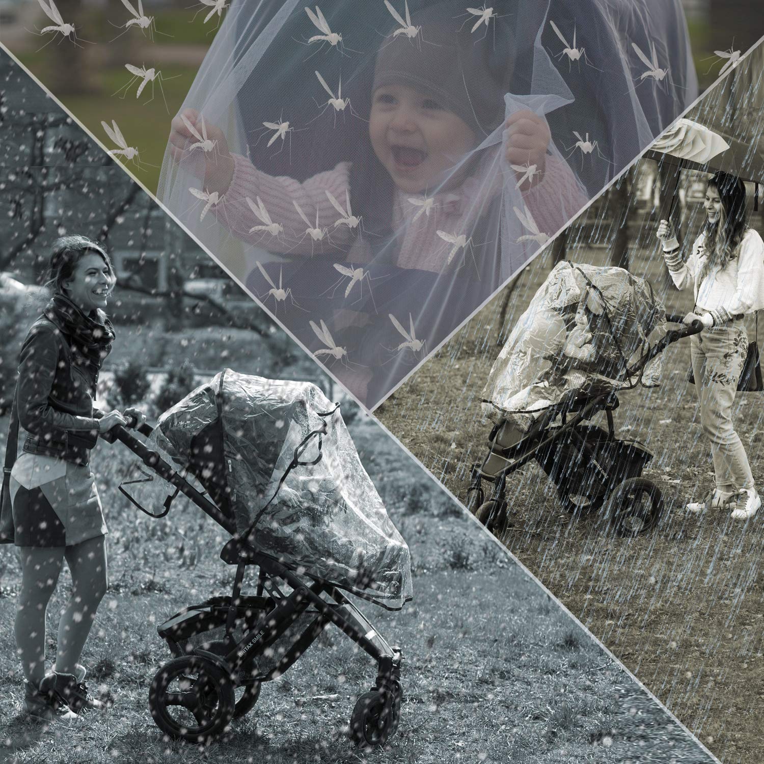 Anchor Life Stroller Rain Cover with Mosquito Net - Protects Babies from Sun, Wind, Rain, Snow, Dust - Breathable Bug Shield with Ventilation Lids