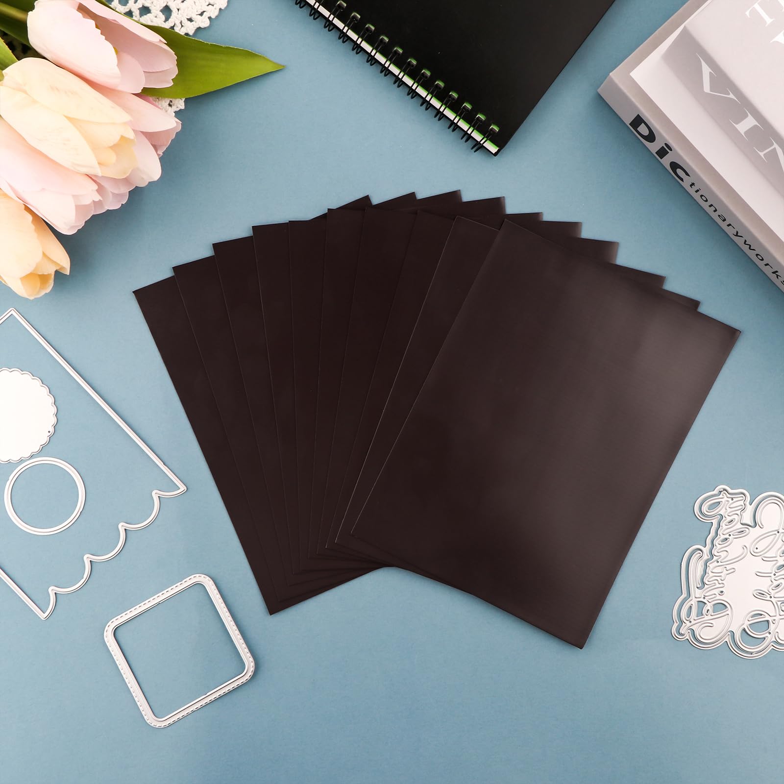 Briartw 3 Pcs A4 0.5mm Thick Single Sided Strong Magnetic Sheets Flexible Rubber Sheets for Metal Dies Storage and Organize Scrapbooking Tool Craft Supplies Rubber Magnetic Sheets Set