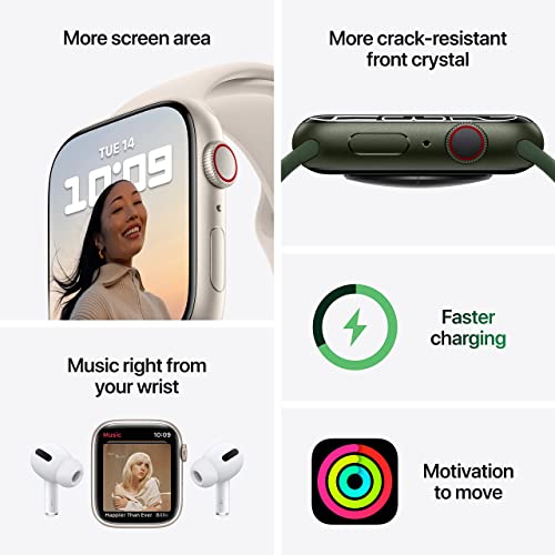 Apple Watch Series 7 (GPS + Cellular, 45MM) - Silver Stainless Steel Case with Starlight Sport Band (Renewed Premium)