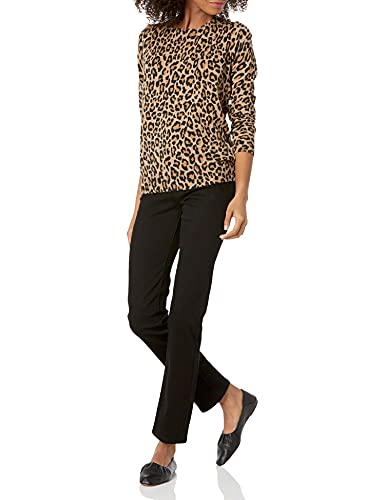 Amazon Essentials Women's Long-Sleeve Lightweight Crewneck Sweater (Available in Plus Size), Camel Cheetah, X-Large