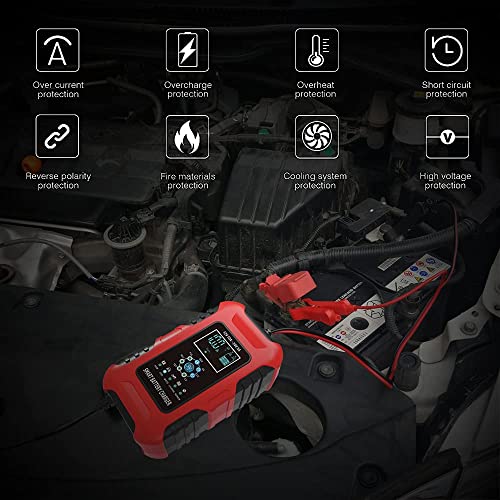 ATian 10-Amp Battery Charger, 12V/10A 24V/5A Smart Automatic Maintainer Trickle Charger with Temperature Compensation for Car Motorcycle Lawn Mower Lear-Acid AGM LiFePO4 Battery