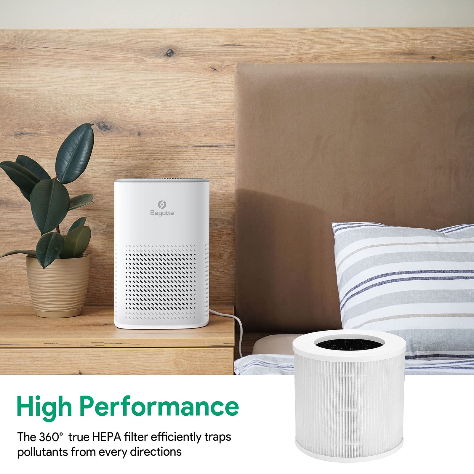Bagotte Air Purifier Replacement Filter, True H13 HEPA Filter