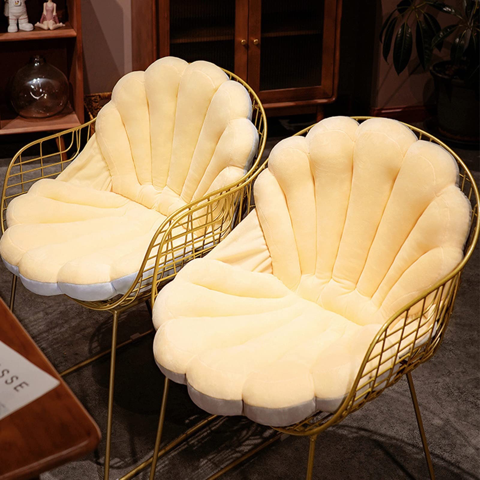 Altsuceser Soft Decorative Chair Cushion, Seashell Seat Cushion Chair Pad Waist Cushion Floor Cushion Back Support for Office Chair, Home Sofa, Bed, Floor Decoration Pink L