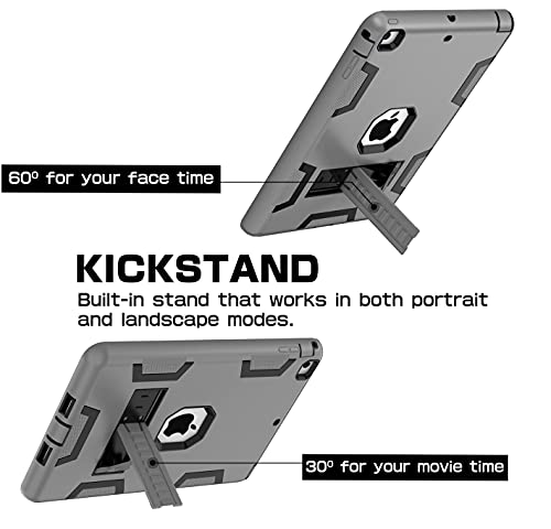 TOPSKY Case Compatible with iPad Air 1st Generation/A1474/A1475/A1476 9.7 inch, Shockproof Built in Kickstand Protective Cover Cases for iPad A1474/A1475/A1476,Grey Black